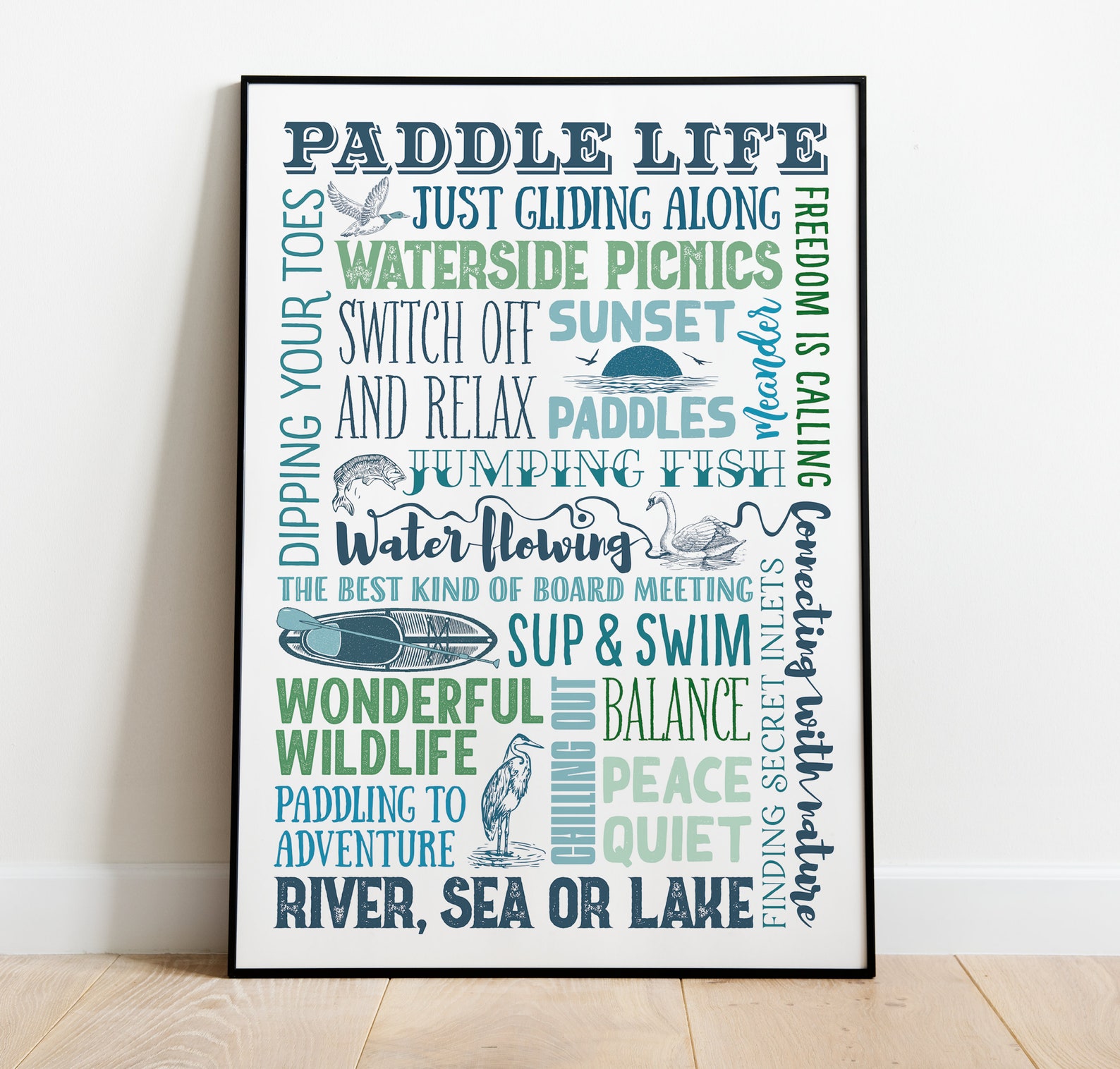 Paddle Life Wall Art Paddleboard Gift Paddle Board Art Sup - Etsy UK