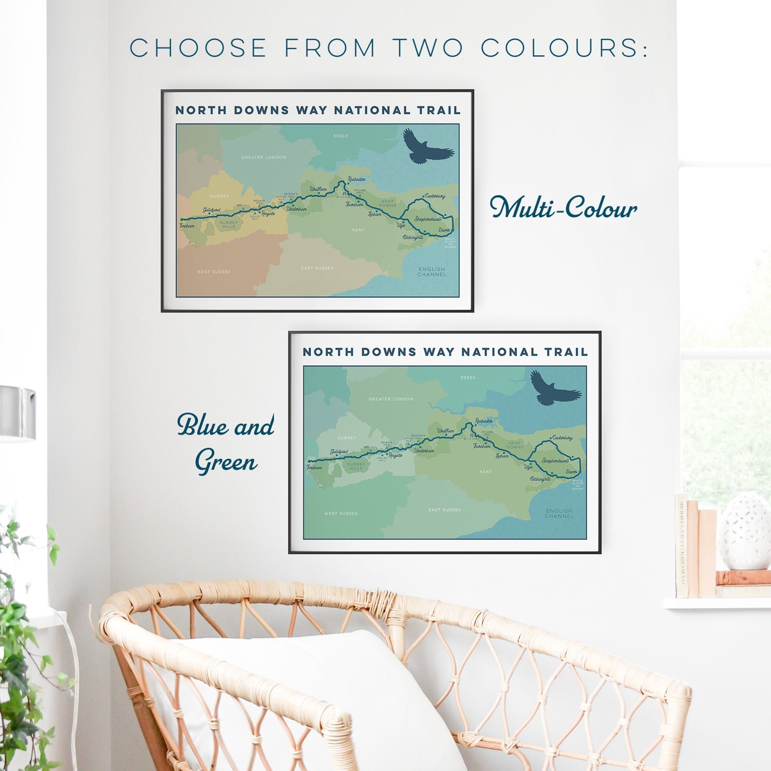 North Downs Way Art Print: North Downs Map Art. National Trail - Etsy