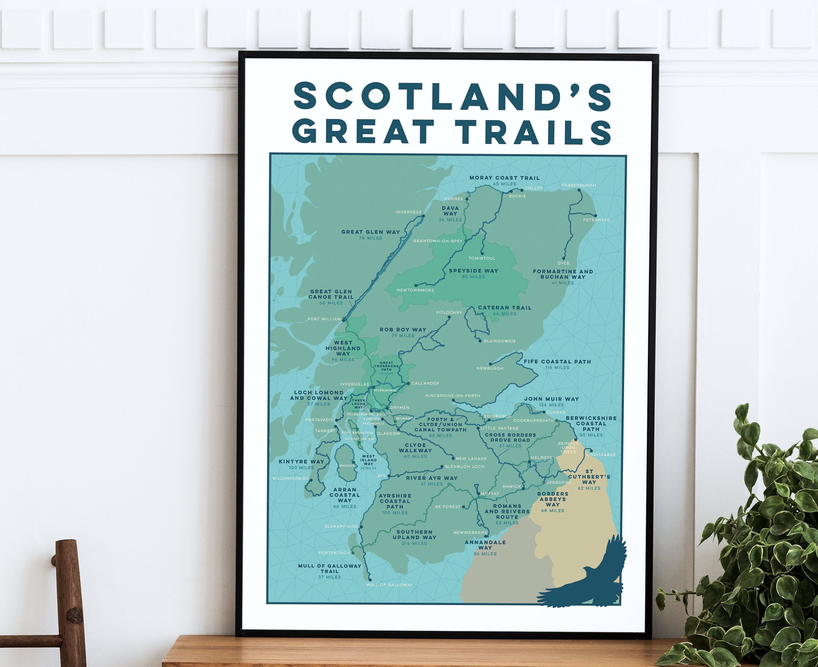 Scotland's Great Trails Map Print: Wall Art Print of Scottish Hiking ...