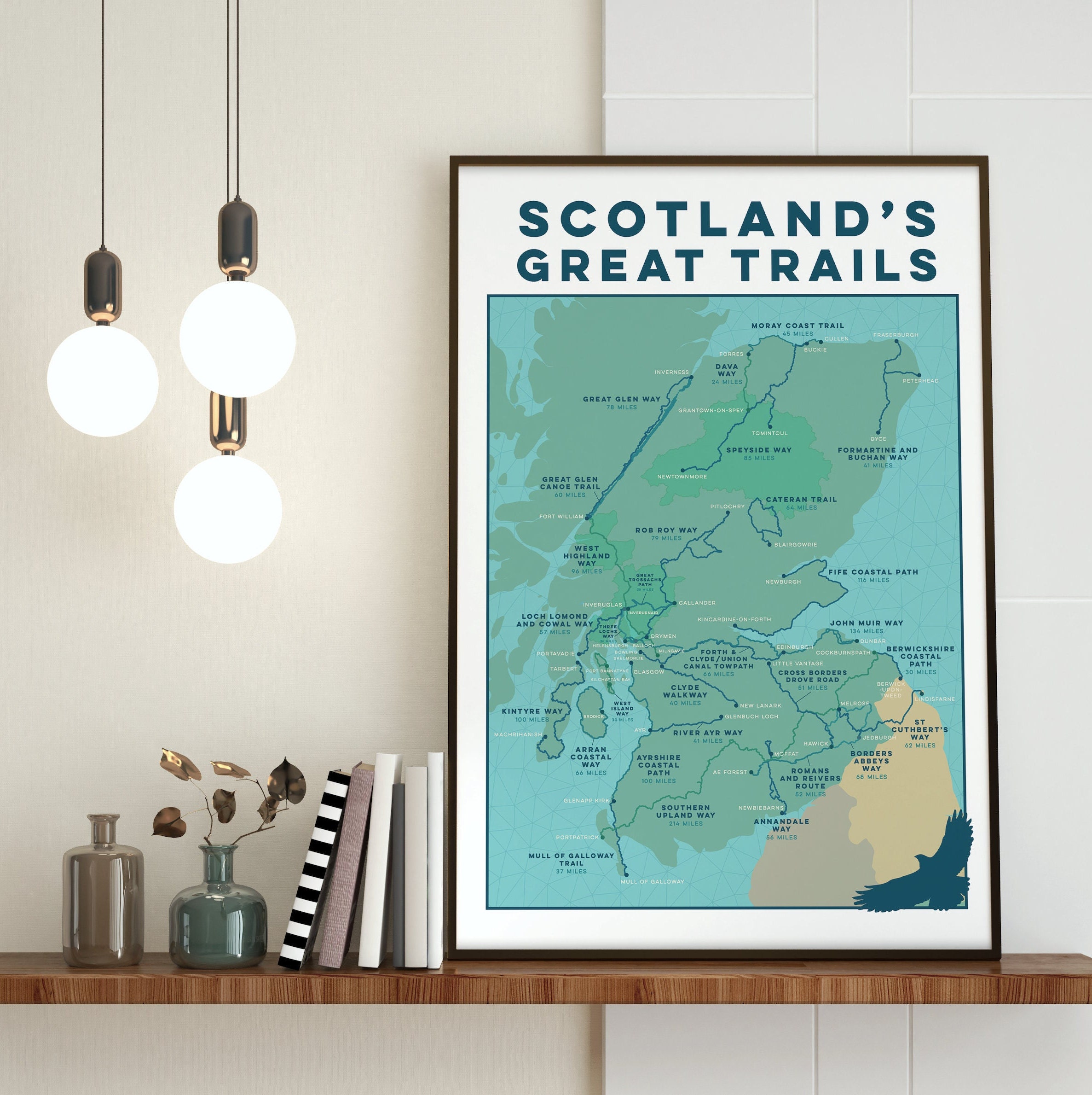Scotland's Great Trails Map Print: Wall Art Print of Scottish Hiking ...