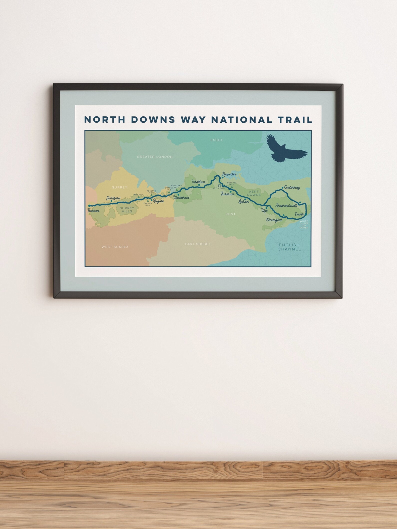 North Downs Way Art Print: North Downs Map Art. National Trail | Etsy