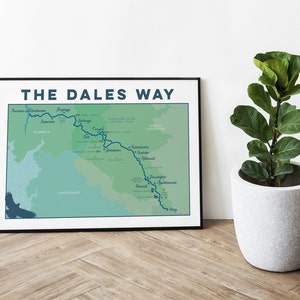 Dales Way Art Print: Yorkshire Dales Way Wall Art, Dales Way Walk Map ...