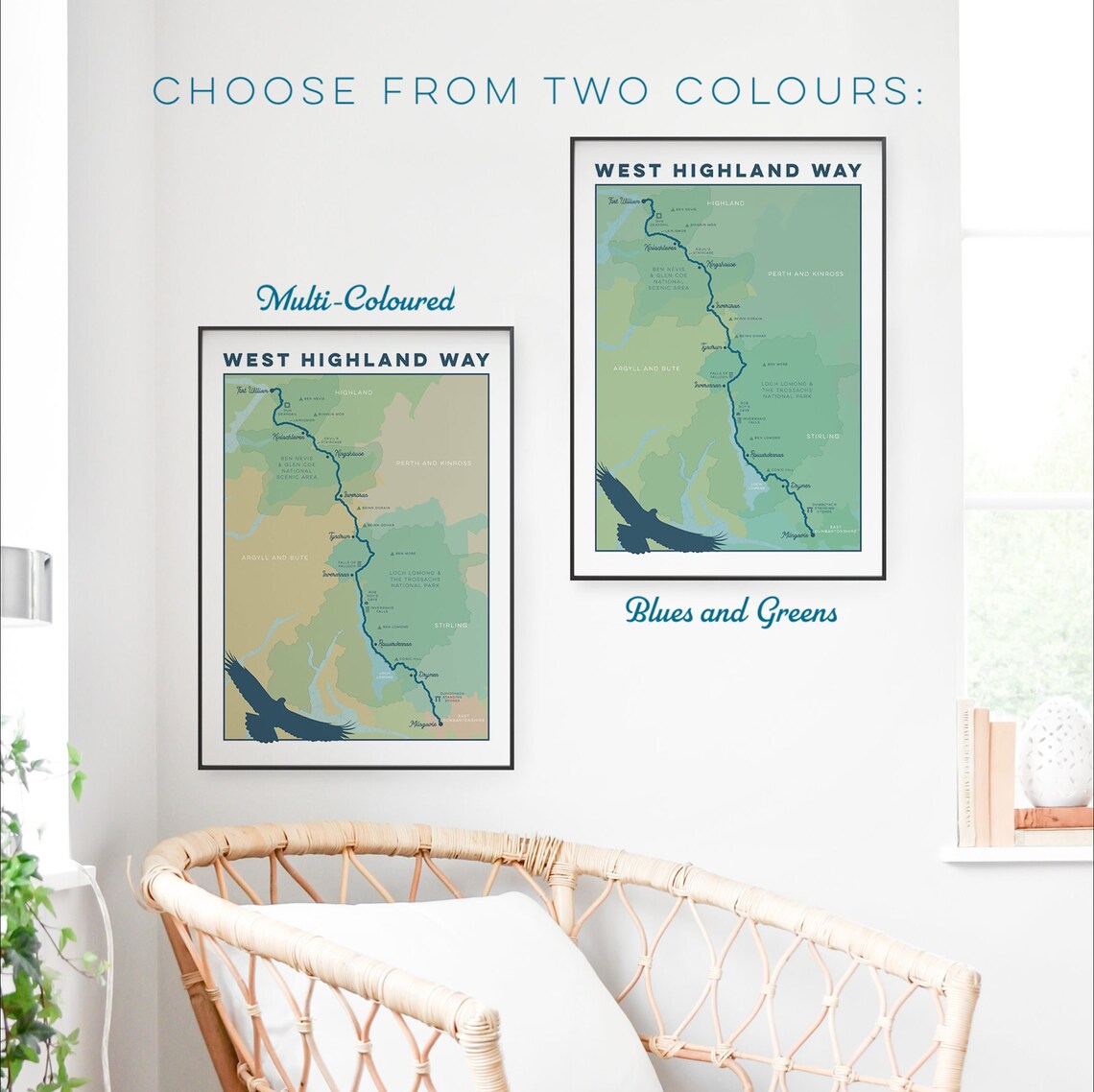 West Highland Way Map Art Print. WHW Map Print, West Highlands Wall Art ...