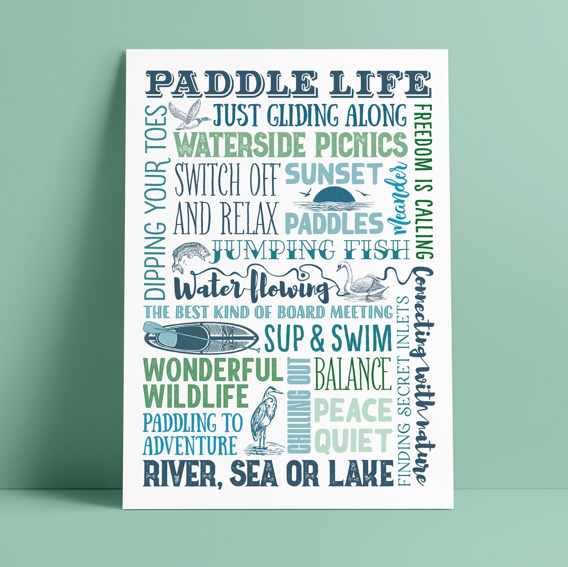 Paddle Life Wall Art, Paddleboard Gift, Paddle Board Art, Sup Gift, Sup ...