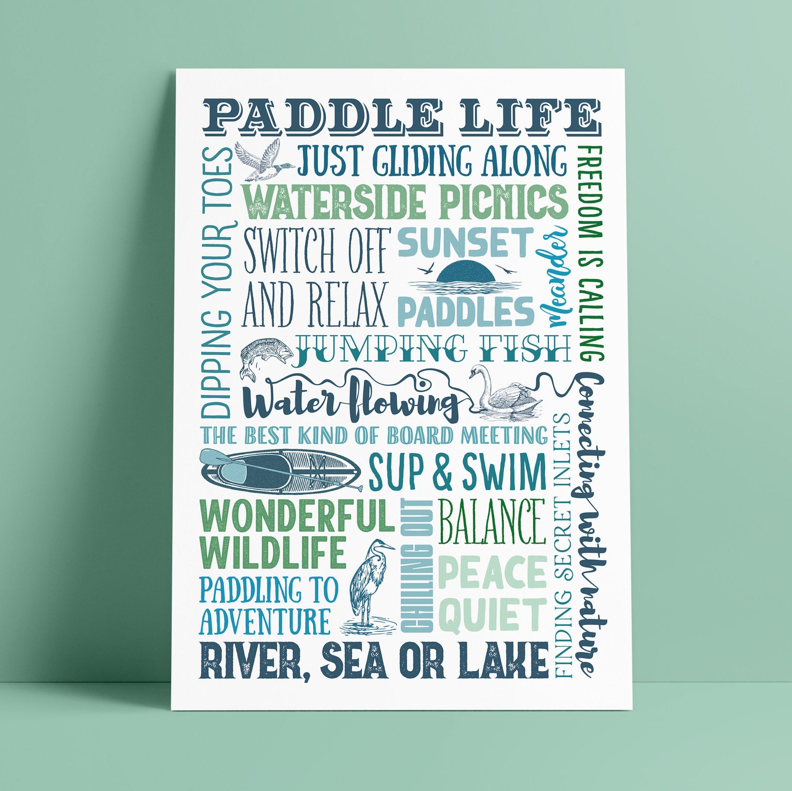 Paddle Life Wall Art Paddleboard Gift Paddle Board Art Sup - Etsy UK