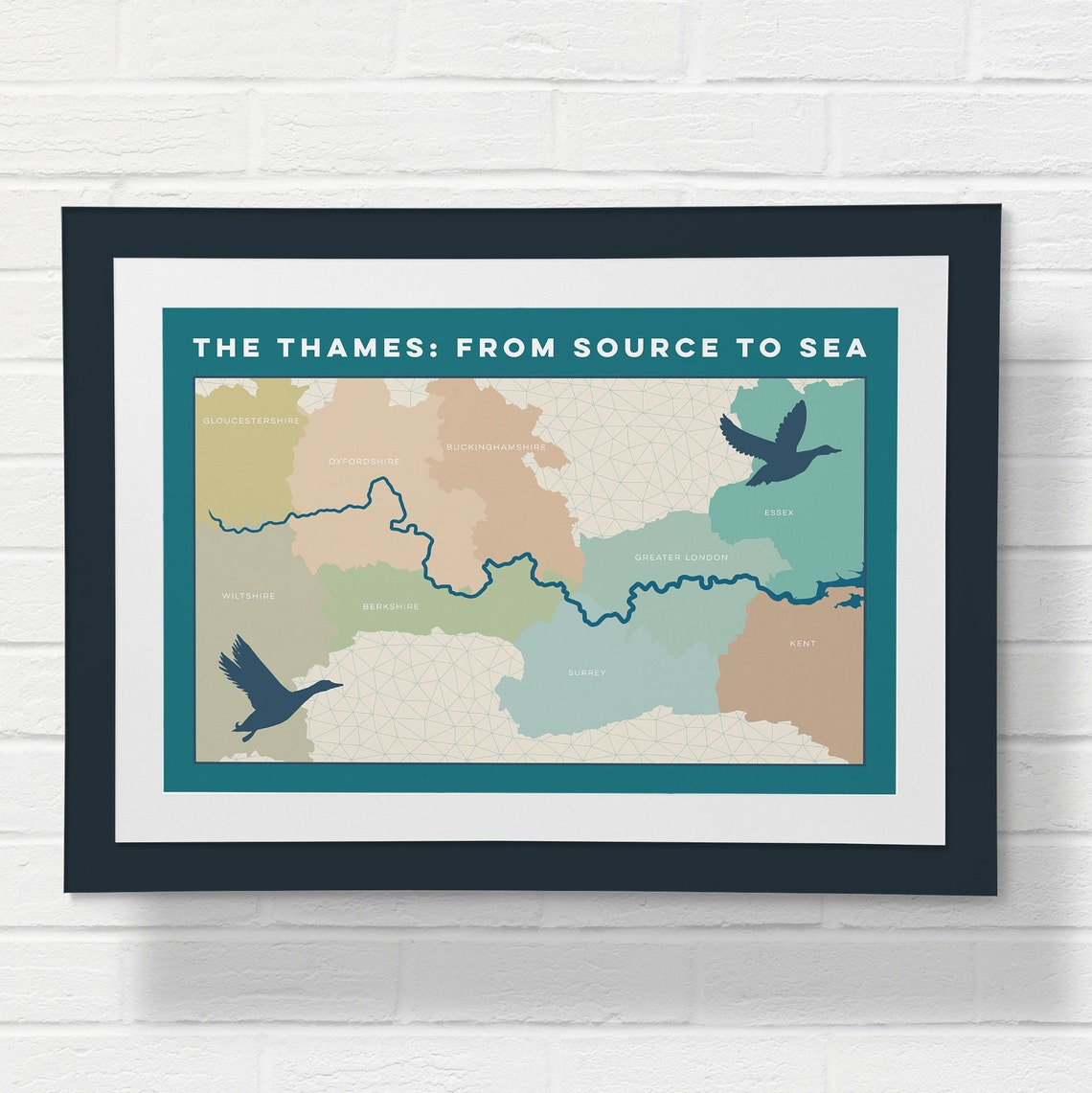 River Thames Map: Source to Sea Art Print. Map Art River Wall | Etsy