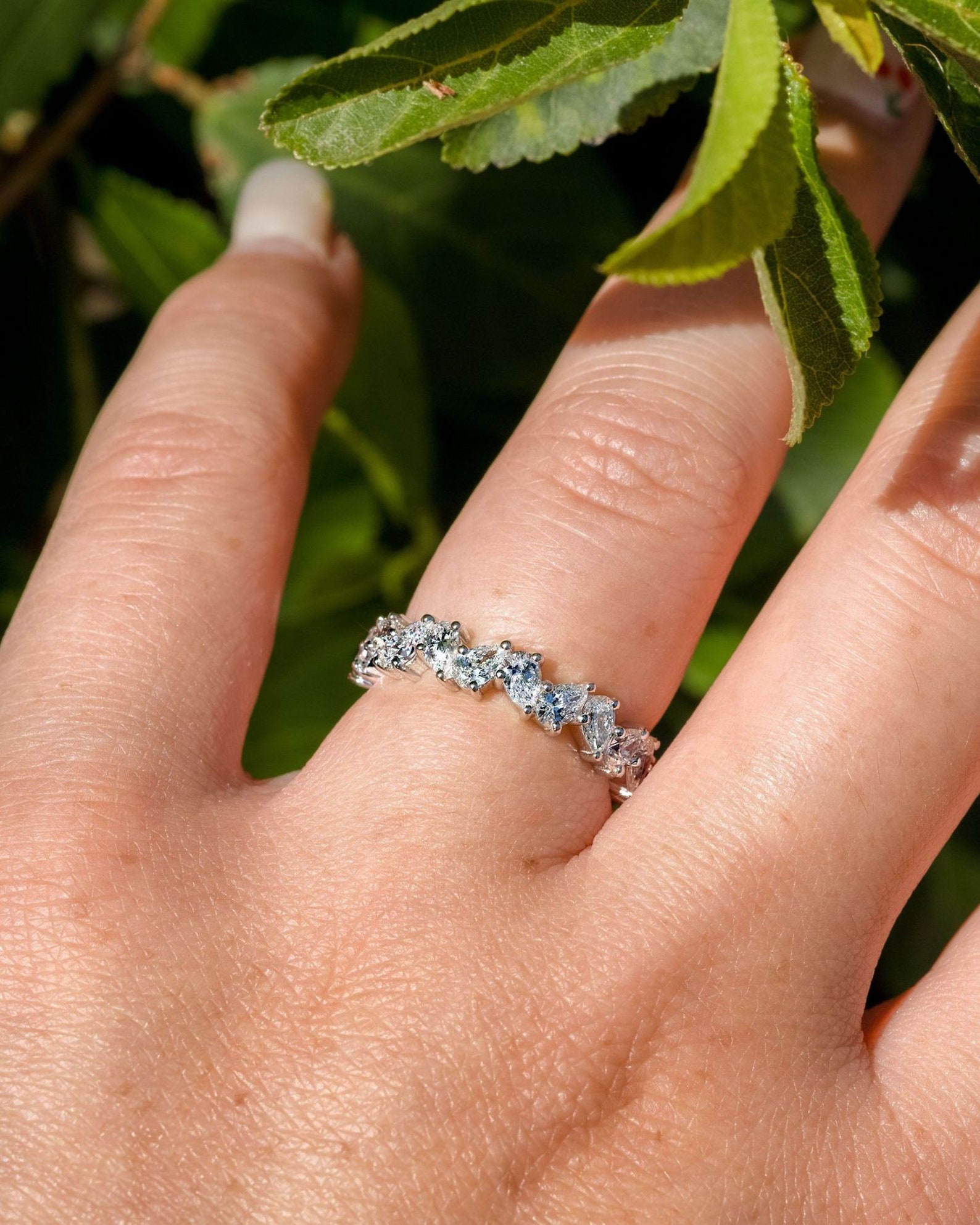 Pear Moissanite Diamond Offset Ring Pear Band Wedding band For | Etsy