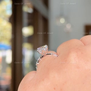 2CT Lotus Prong Round Moissanite Diamond Ring With Floating Bubble Band ...