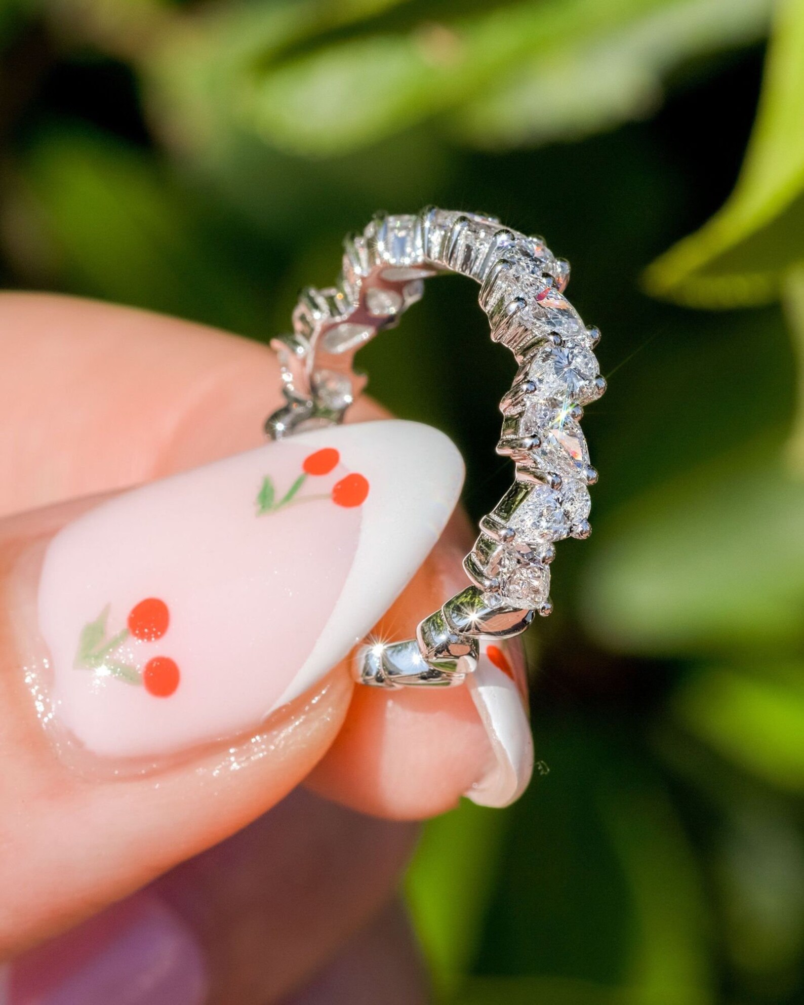 Pear Moissanite Diamond Offset Ring Pear Band Wedding band For | Etsy