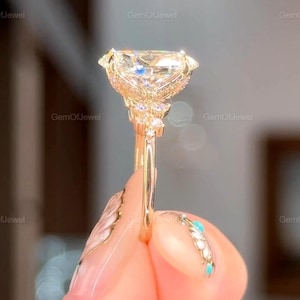 Oval Moissanite Tulip Lotus Prong Engagement Ring, Flower Basket ...