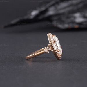 Dutch Marquise Moissanite Diamond Cluster Ring With Side Baguette ...