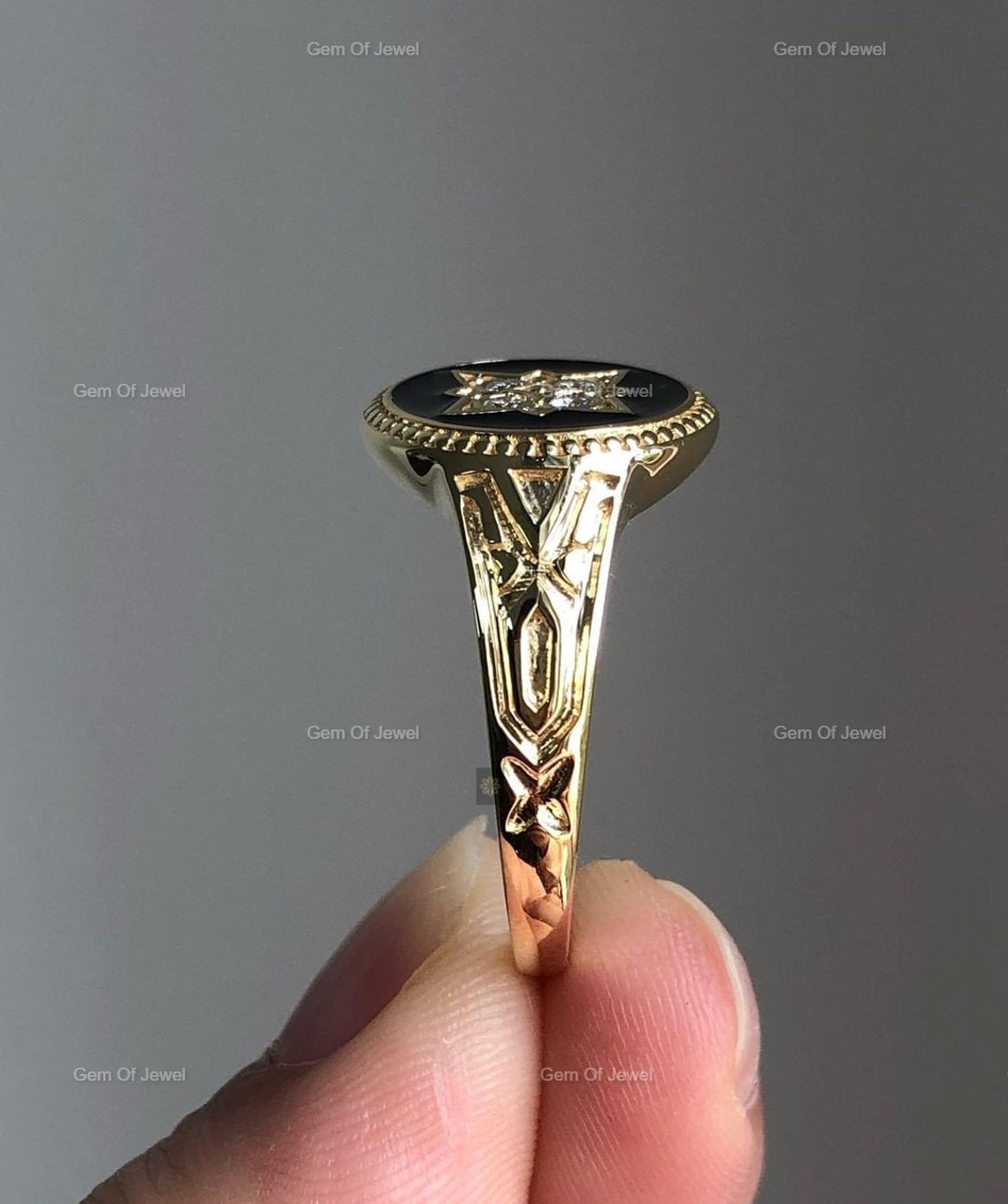 Black Signet Ring Black Signet Statement Ring Signet Ring - Etsy