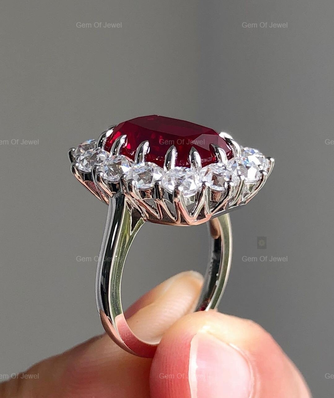 Ruby Stone Cushion Cut Ring Ruby Stone Statement Ring for - Etsy