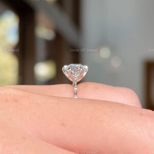 2CT Lotus Prong Round Moissanite Diamond Ring With Floating Bubble Band ...