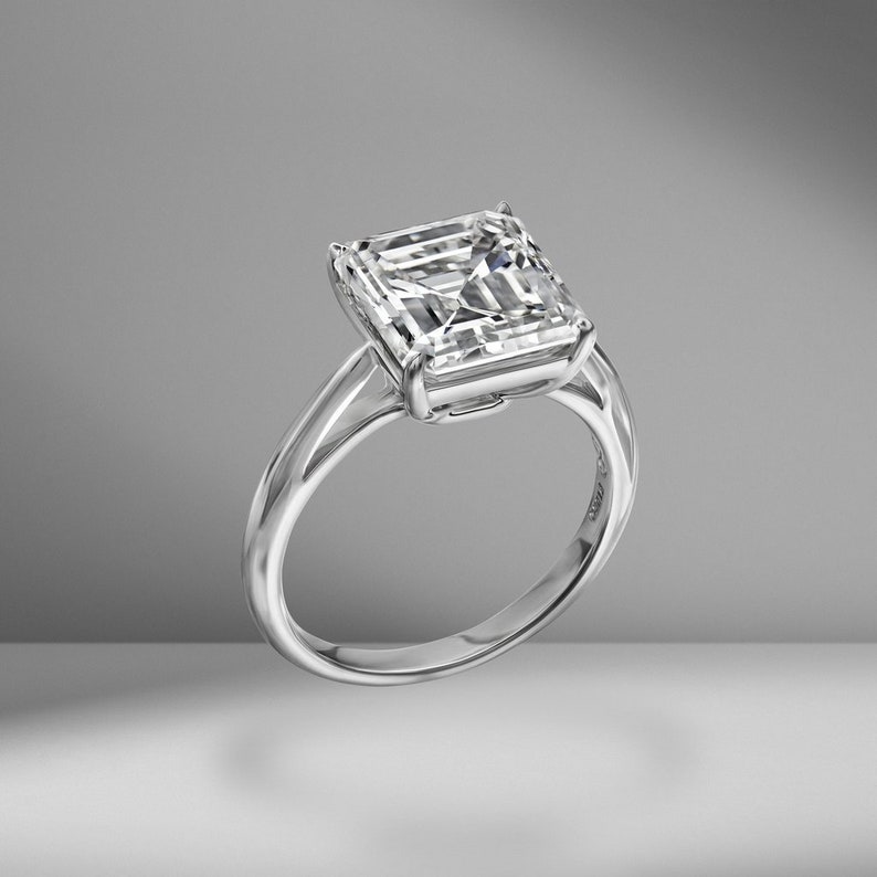 Ascher Cut Moissanite Solitaire Ring Moissanite Diamond Gold - Etsy