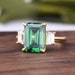 4CT Green Emerald Diamond Three Stone Ring Lab Emerlad With - Etsy