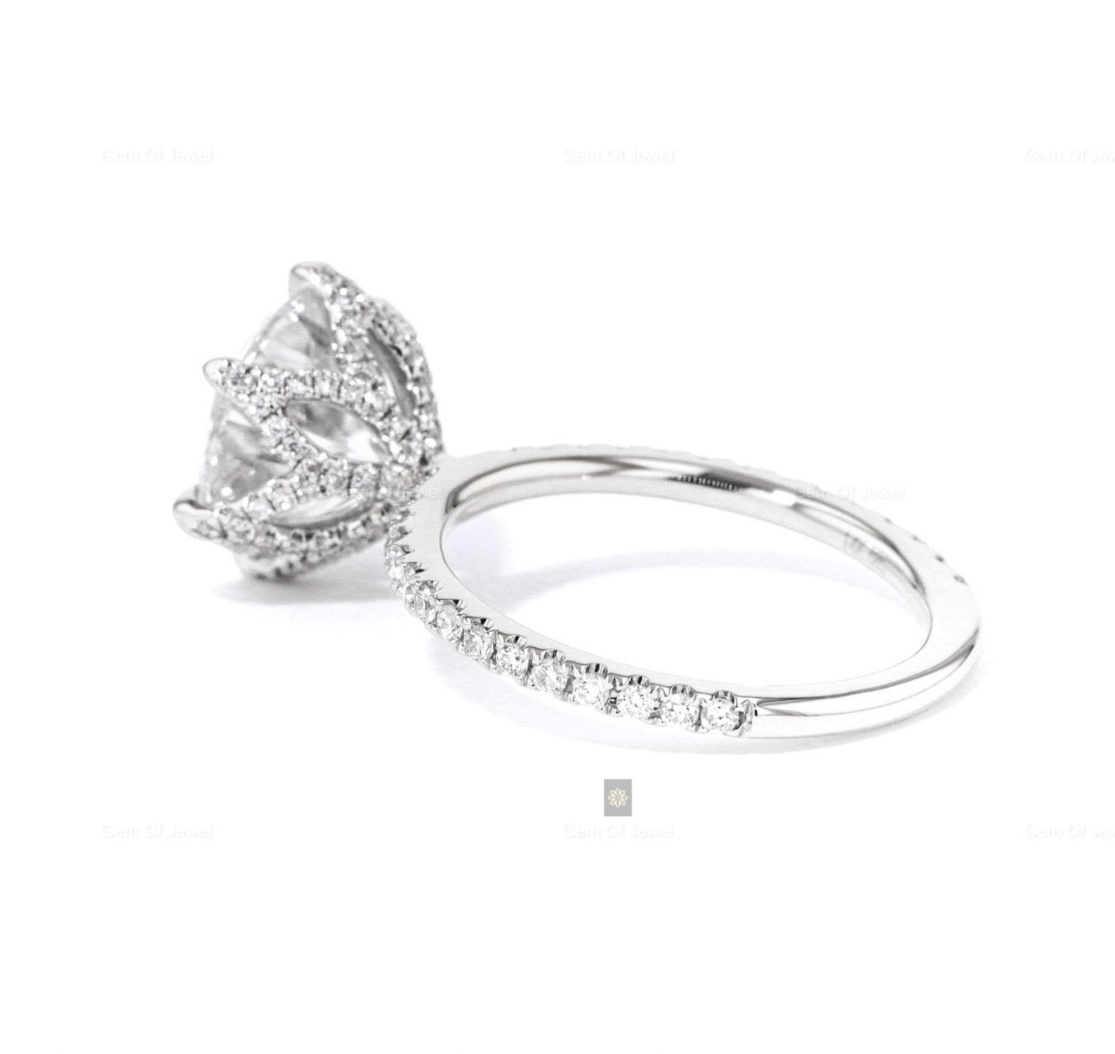 3CT Round Moissanite Diamond 14k Solid Gold Ring, Lotus Prong ...