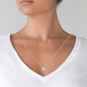 Princess Cut Diamond Necklace Bezel Set Necklace, Princess Shape ...