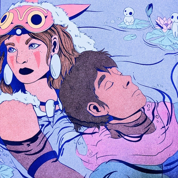 Princess Mononoke & Ashitaka Print 11 X 17 Fan Art - Etsy