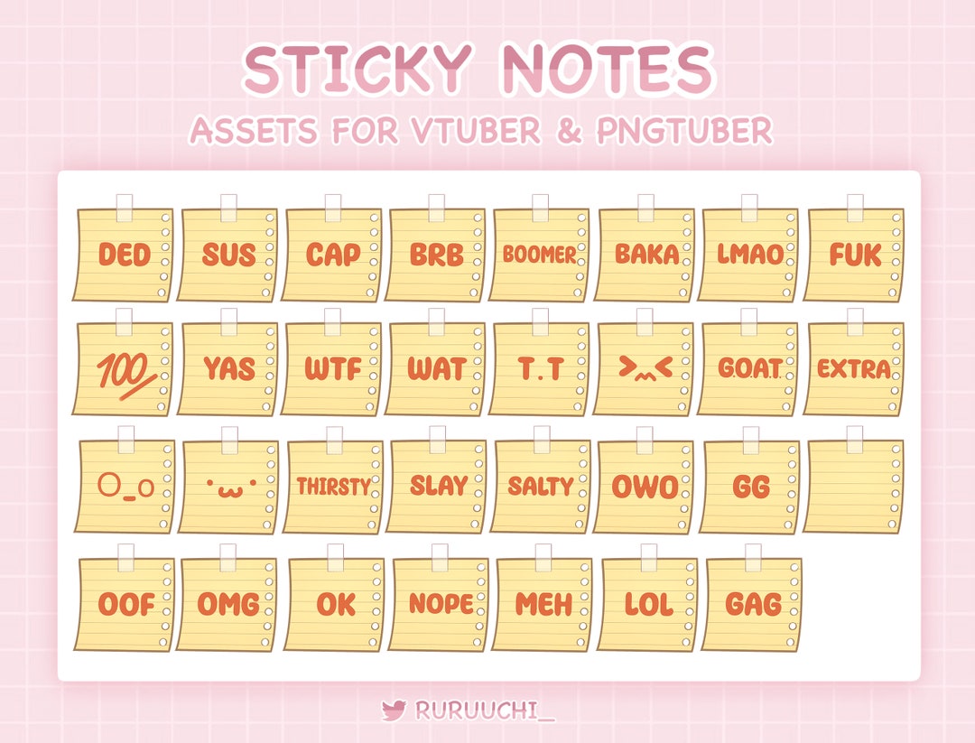 93 Sticky Notes Assets for Vtuber / Pngtuber Overlay, P2U Vtuber Stream ...