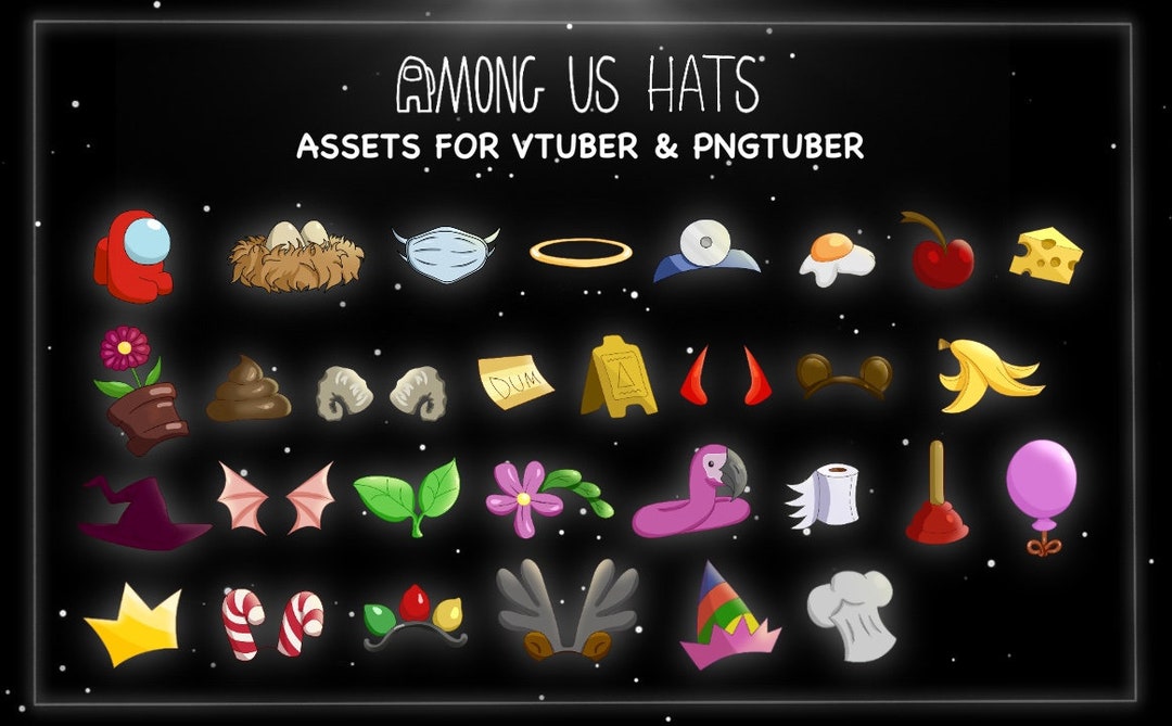 51 Among Us Hats Assets for Vtuber / Pngtuber Overlay, P2U Vtuber ...