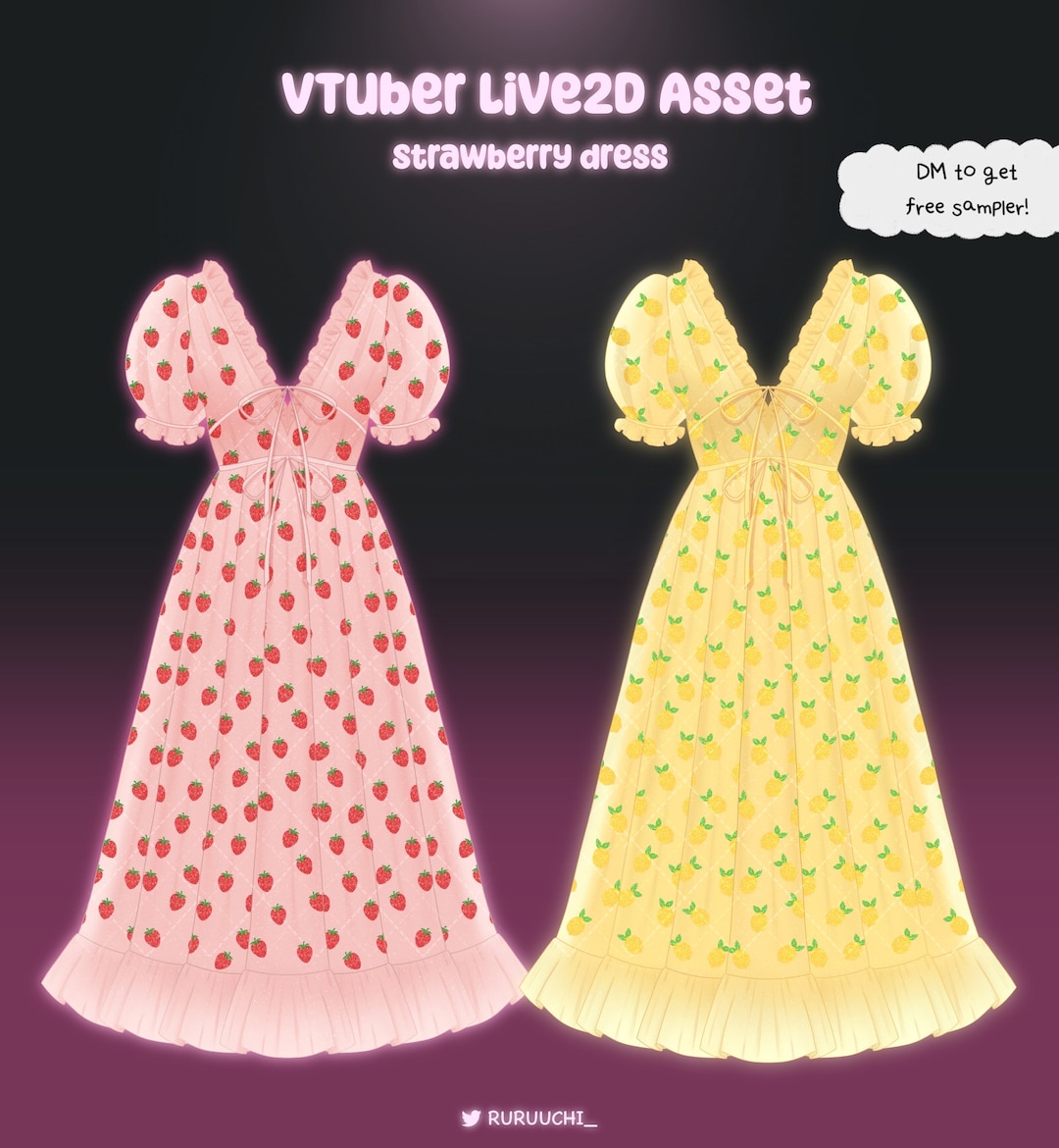 Strawberry Lemon Dress Assets PSD Only Ready to Be Rigged for Vtuber ...