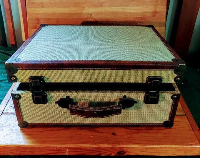 Vintage Tweed Suitcase Retro Luggage - Travel Case - Etsy