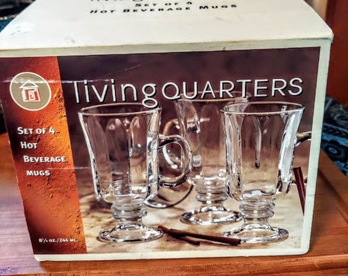Vintage LIVING QUARTERS Glass Hot Beverage Mugs Set of Four - Original ...