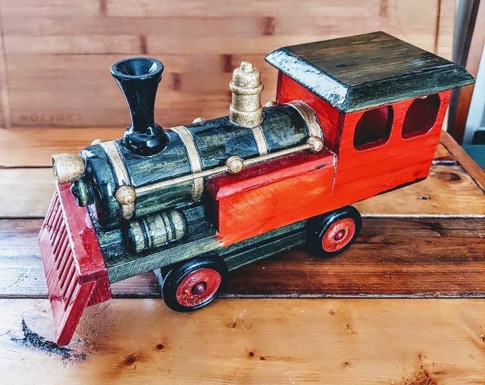 Vintage Handmade Wooden Train Hand Painted Locomotive - Etsy