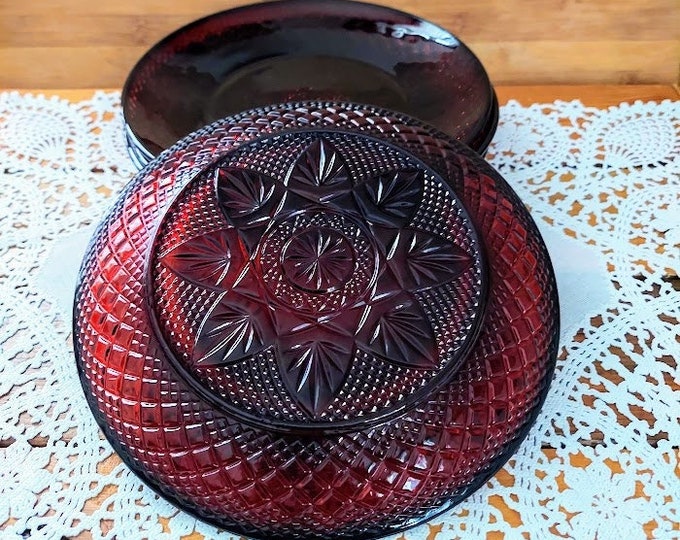 Vintage Four LUMINARC Cristal D'arques-durand Ruby Red Glass Luncheon ...