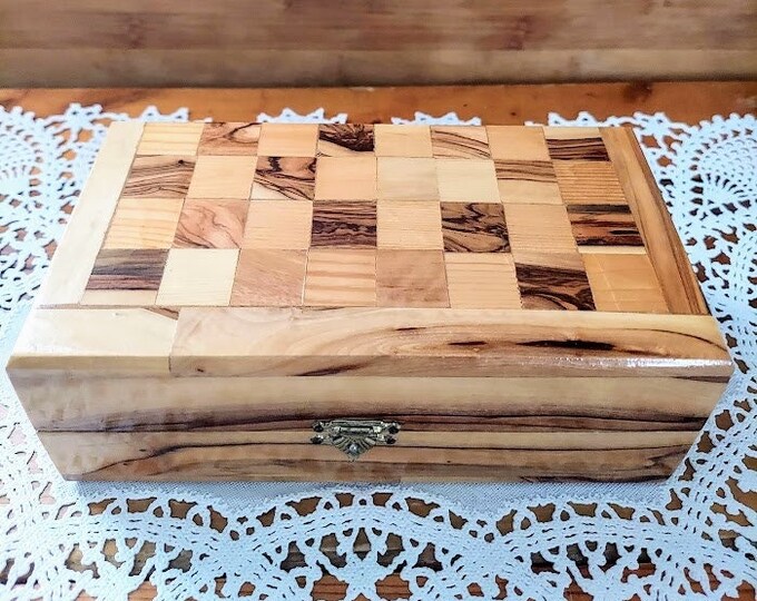 Vintage Solid Wood Box Chess Outside and Backgammon Inside Hand Crafted ...