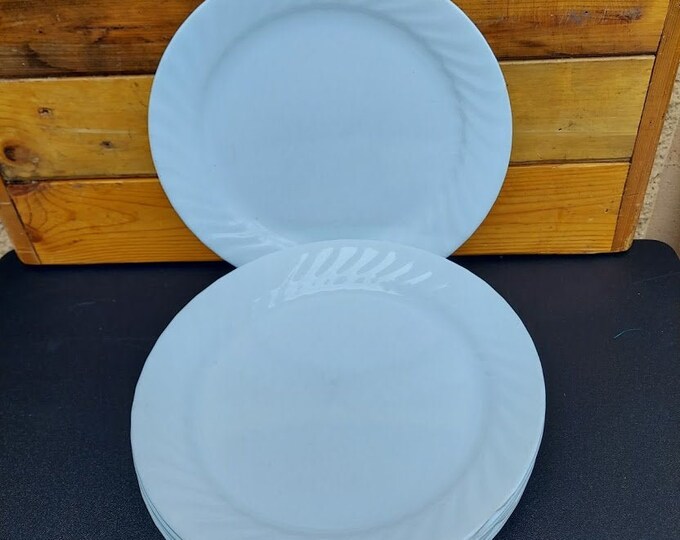 Eight Vintage Corelle White Swirl Dinner Plates, Corelle White Swirl ...