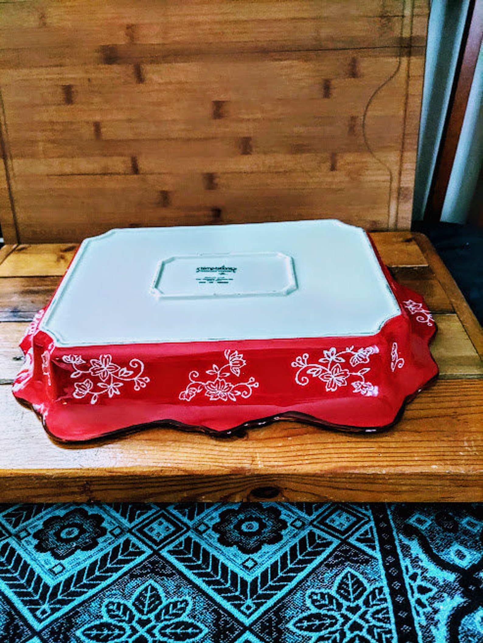 Vintage TEMP-TATIONS Rectangular Floral Lace Cranberry Ceramic | Etsy