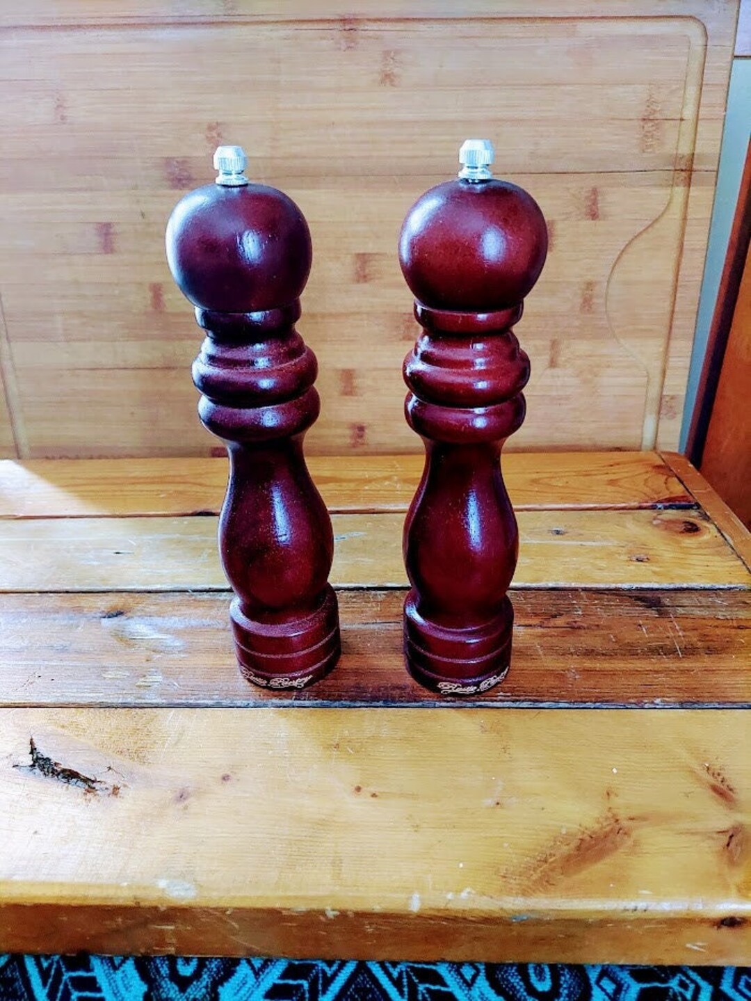 Vintage Solid Wood RUSTIC PANTRY Salt and Pepper Shakers Farmhouse ...