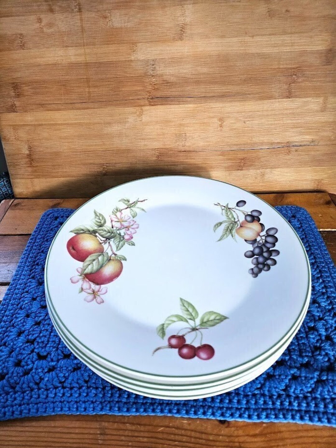 Vintage Seven MARKS & SPENCER "ashberry" Dinner Plates Fruit Patter ...