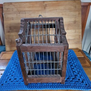 Vintage Hand-crafted Wood and Wire Decorative Bird Cage Rustic Retro ...