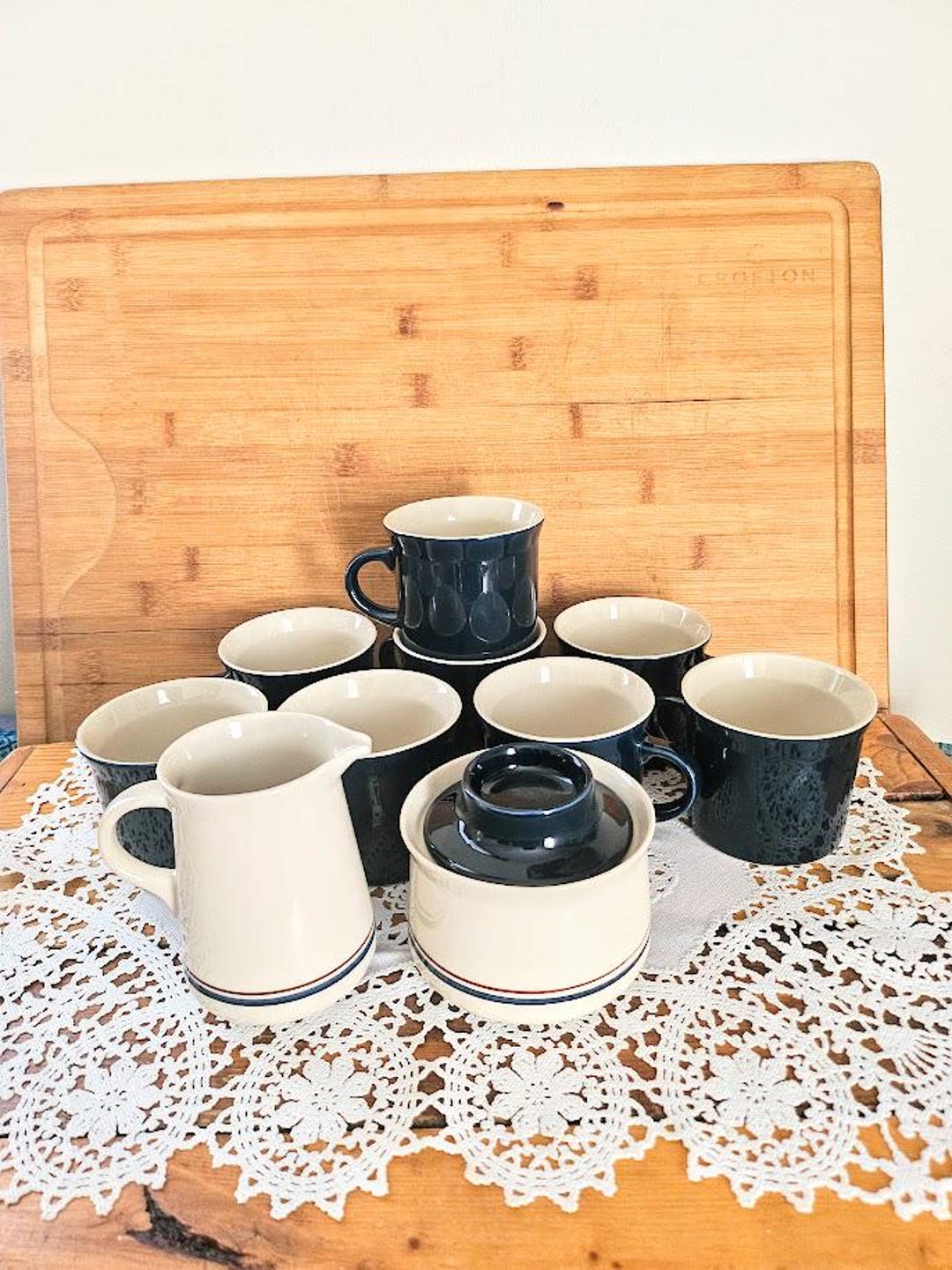 Vintage EPOCH BLUE CHINTZ - Cobalt Blue Ceramic Flat Cups - Set of ...