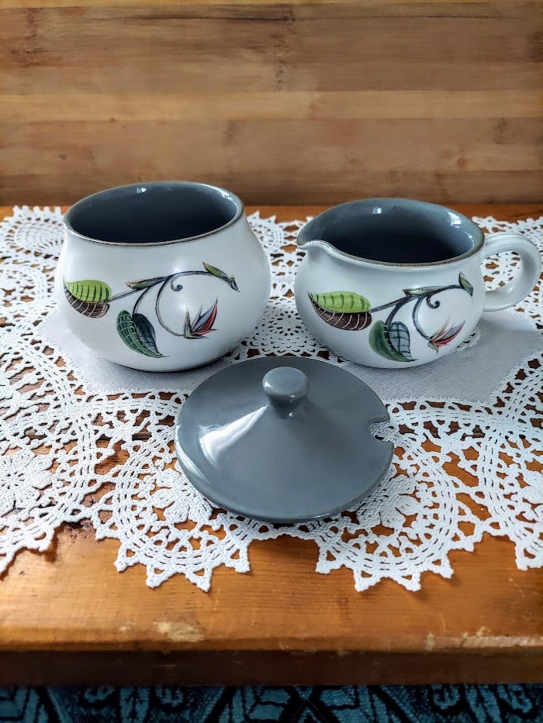 Vintage DENBY "spring" Stoneware Pattern Creamer and Jam & Jelly ...