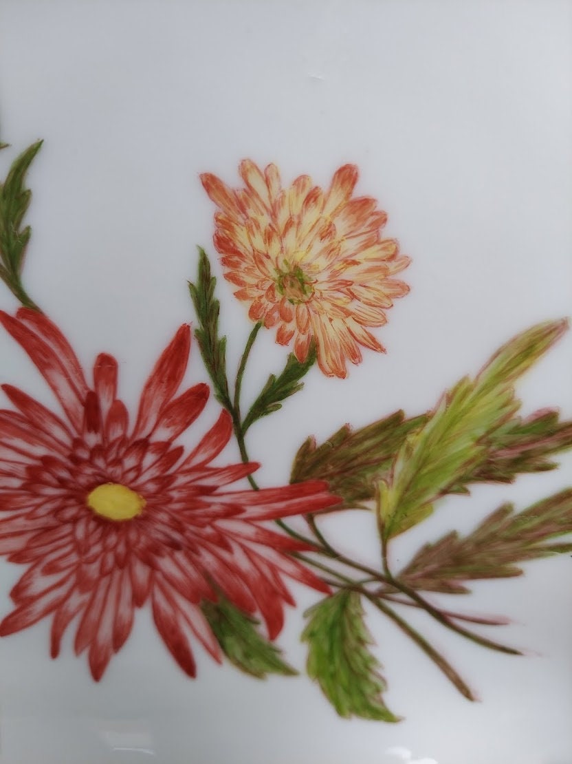 Vintage Hand Painted Ceramic Decorative Flower Plate 1988 Retro Hand ...