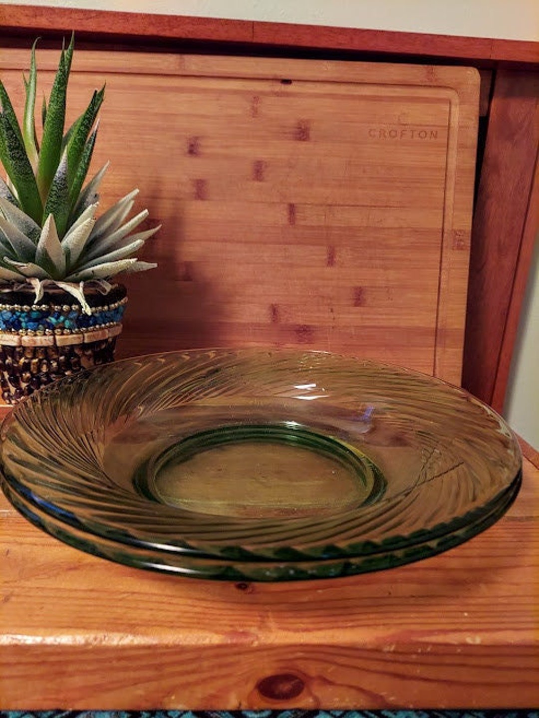 Vintage PYREX Festiva Swirl Spring Green Glass Large Dinner Bowls Set ...