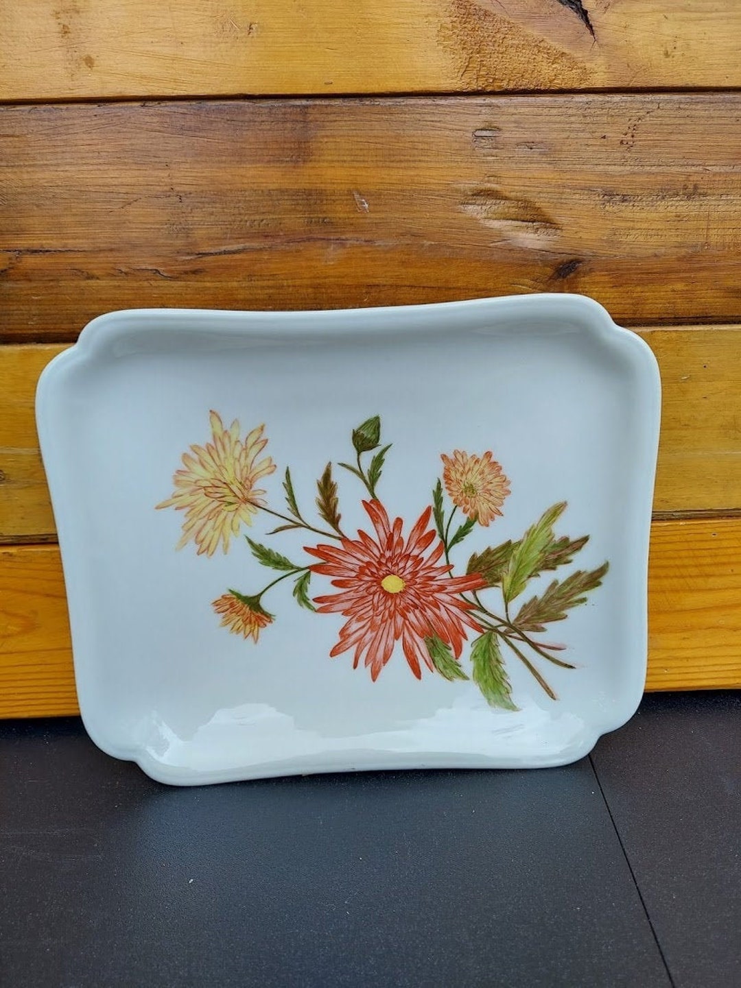 Vintage Hand Painted Ceramic Decorative Flower Plate 1988 Retro Hand ...