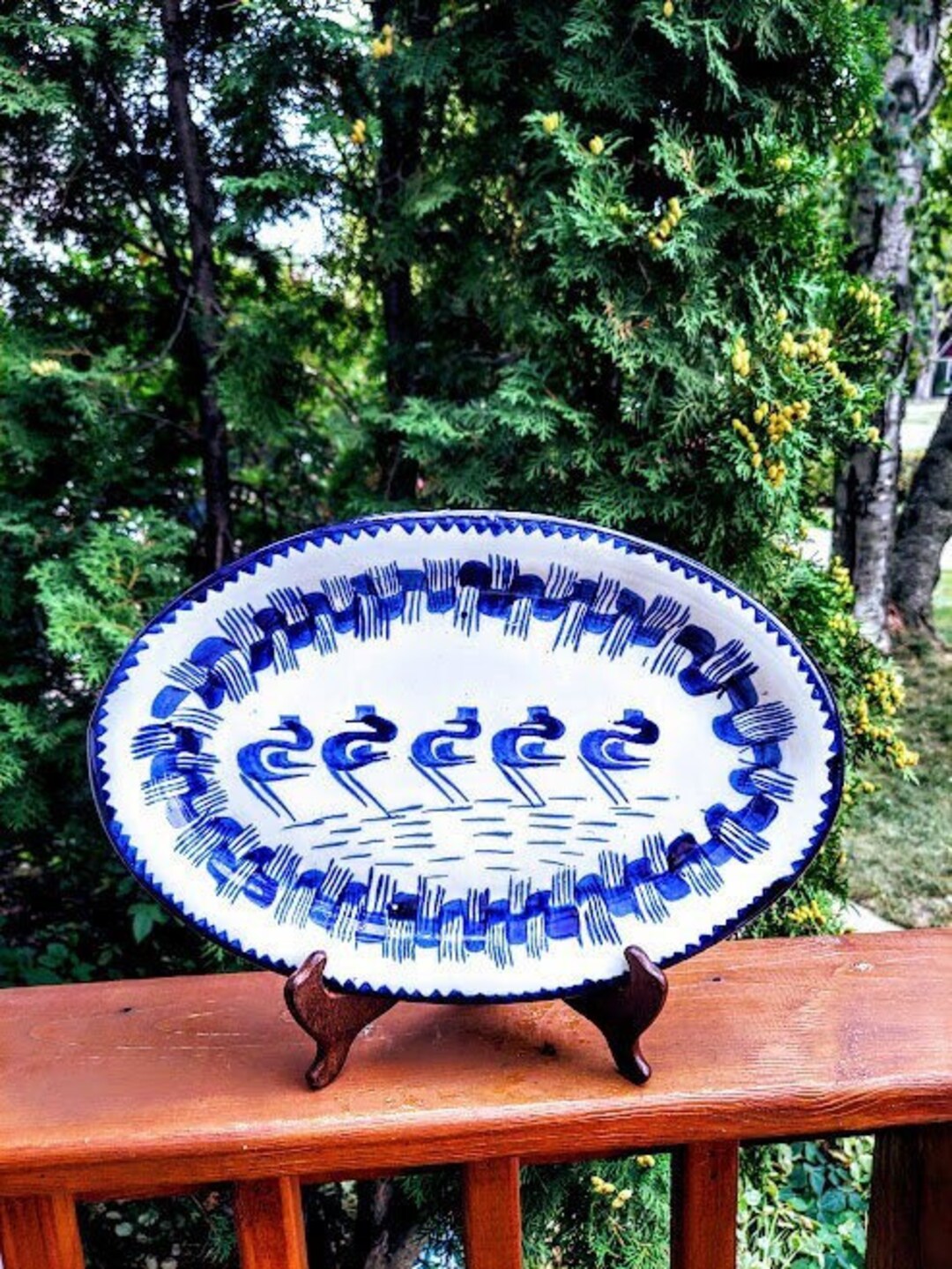 Vintage Ceramic Blue and White Ceramic Platter - Mexico - Retro Country ...