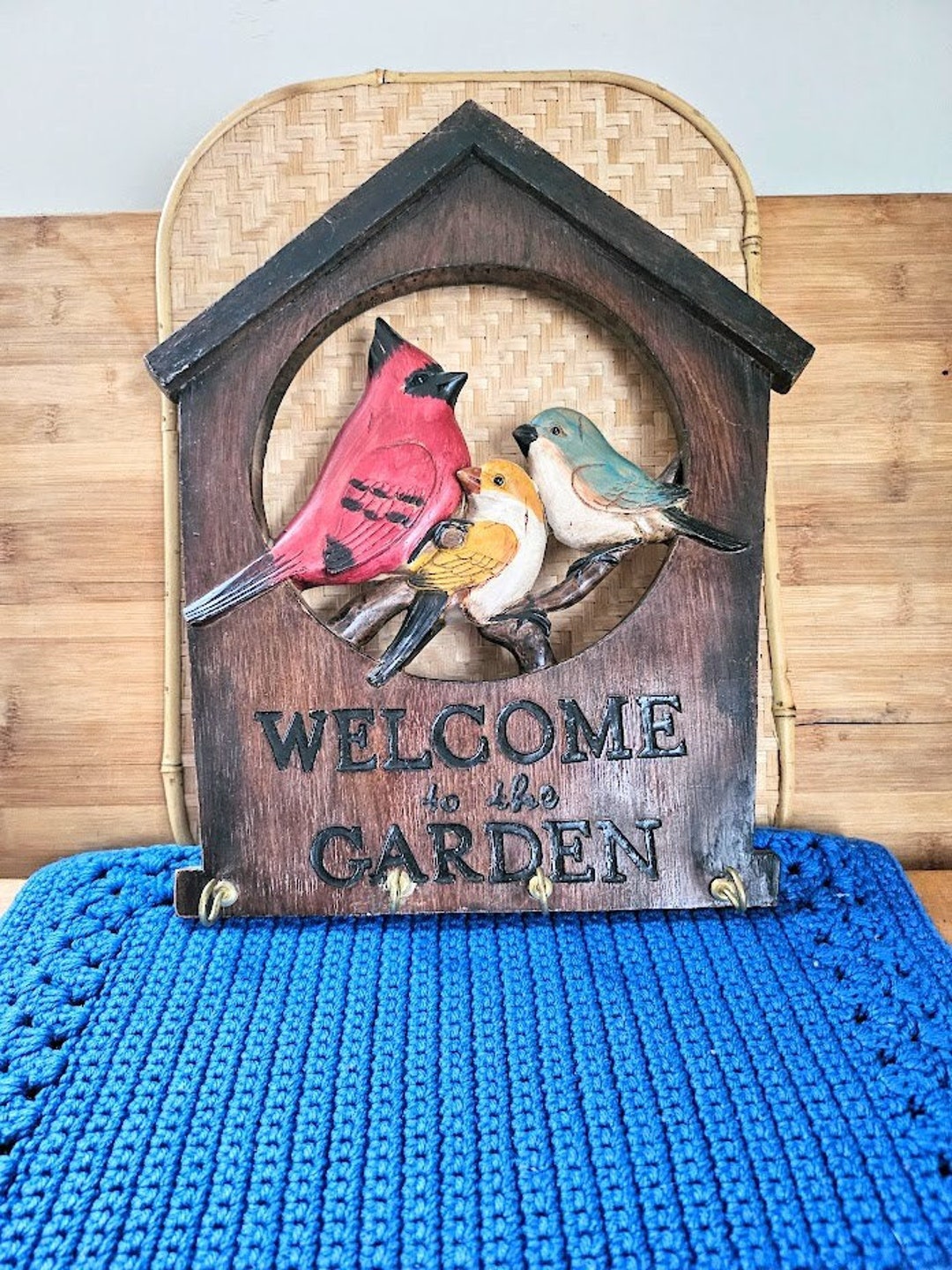 Vintage Ceramic Key Holder Plaque "welcome to the Garden" Retro Garden ...