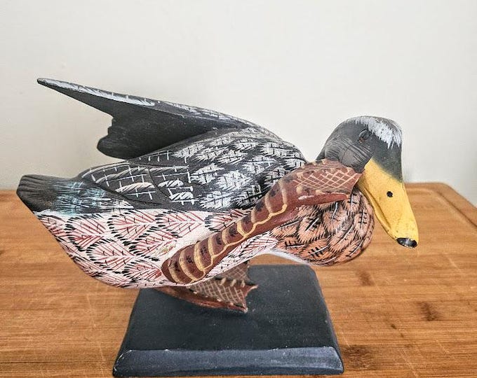 Vintage Mallard Duck Solid Wood Hand Painted With Detail Rustic Cabin ...