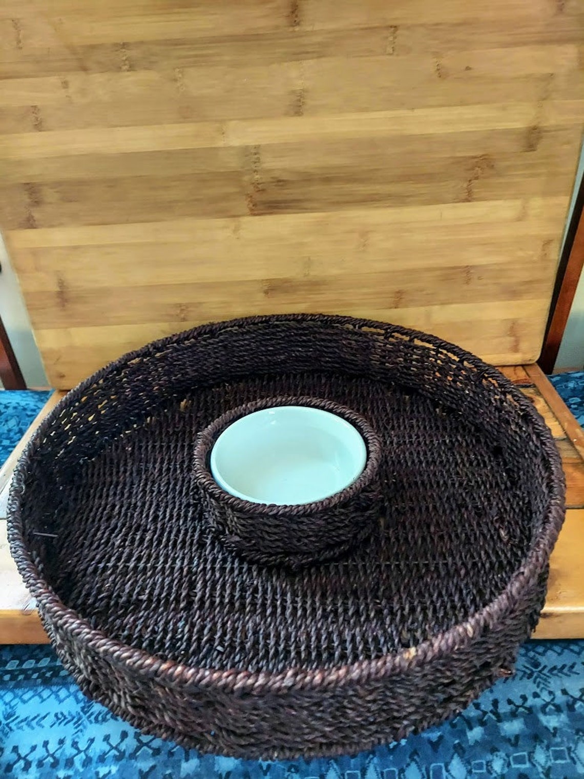 Vintage Unique Ceramic Lazy Susan Snack Tray, Retro Farmhouse Serving ...