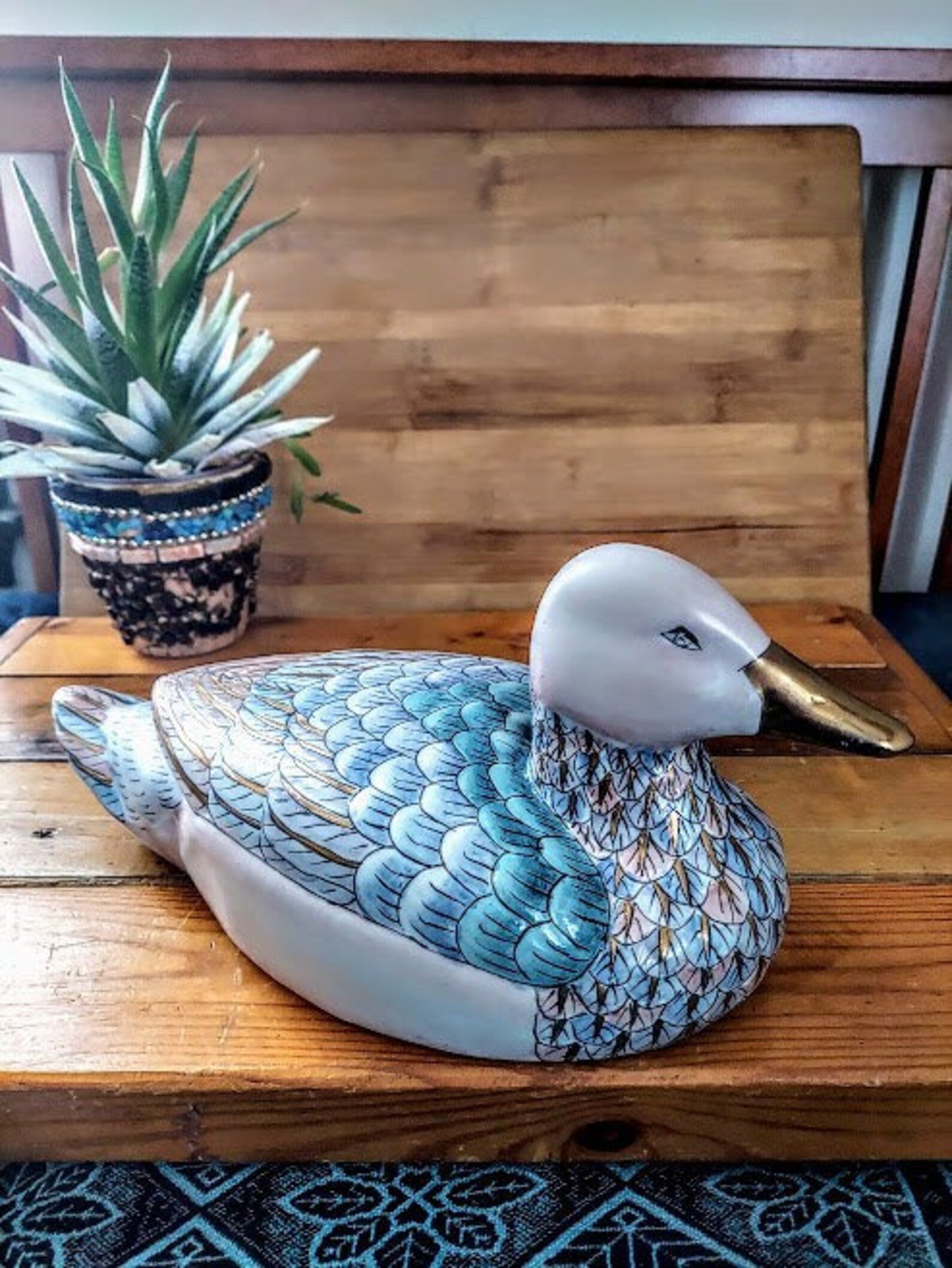 Vintage Beautiful Large Ceramic Duck Hand Painted Chinese | Etsy