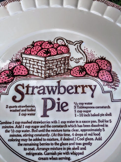 Vintage Ceramic Strawberry Pie Plate Fluted With Recipe COUNTRY HARVEST ...