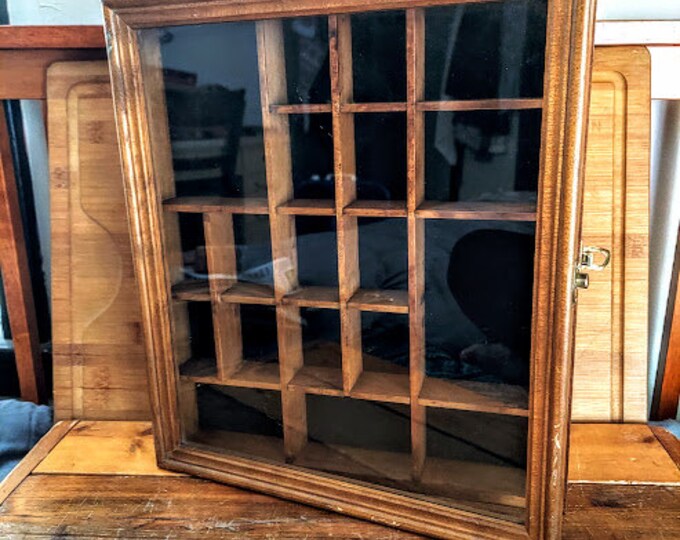Vintage Wood Shadow Box With Glass Door Retro Homemade Collectibles ...