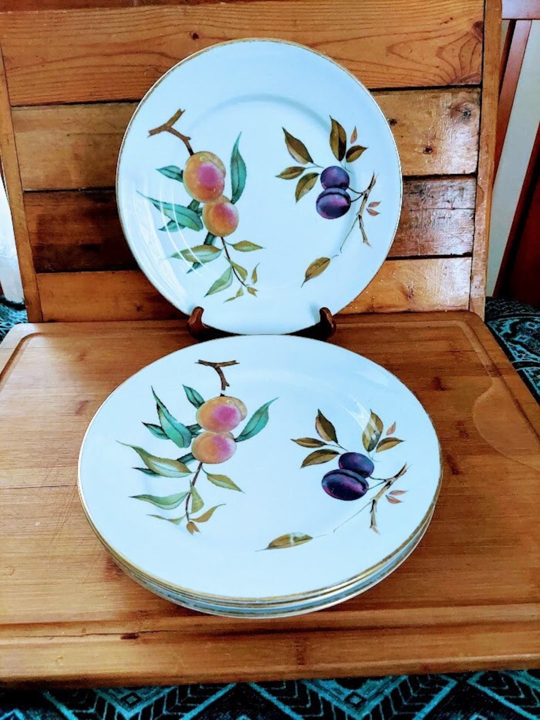 Vintage Four ROYAL WORCESTER "evesham Gold" Dinner Plates Made in ...