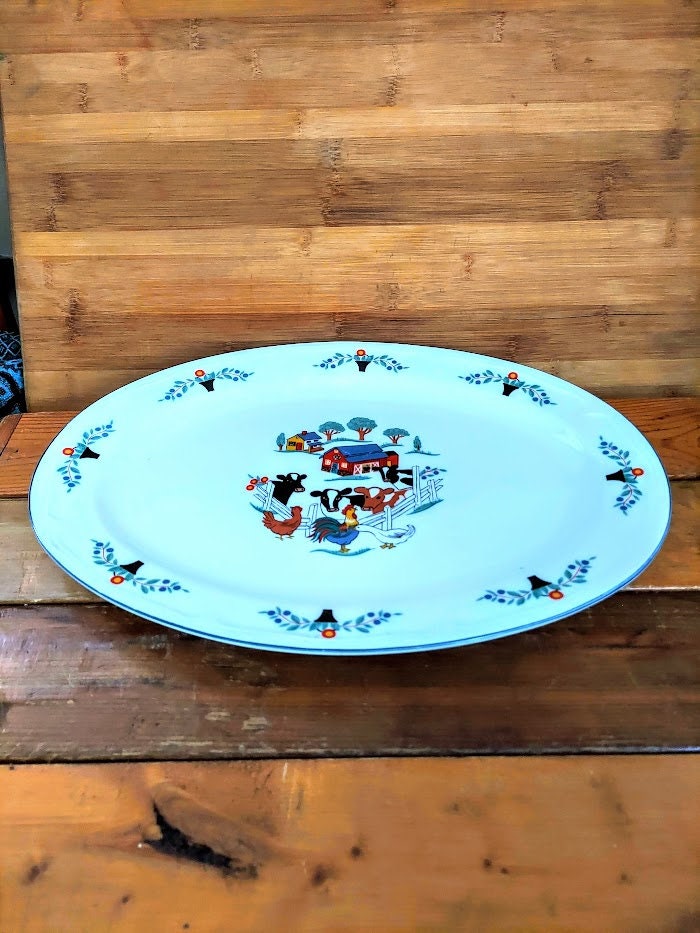 Vintage ONEIDA farm Friends Pattern Oval Stoneware - Etsy